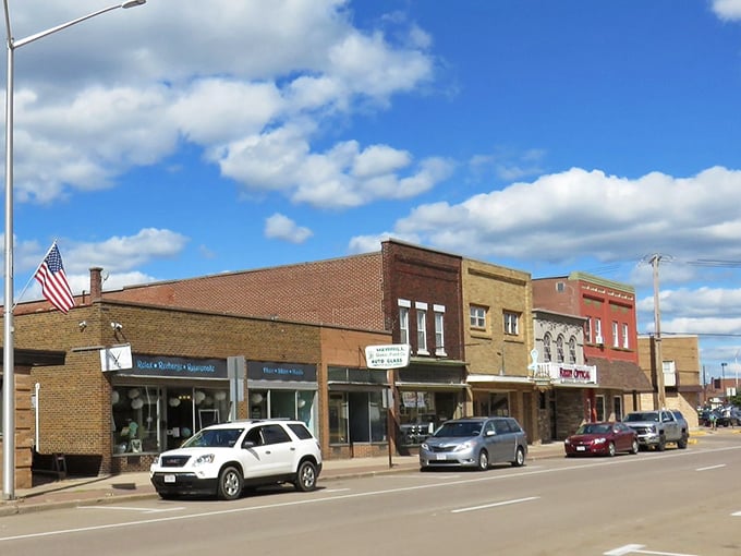 Merrill's wide, welcoming main street features historic buildings and local shops where retirees can enjoy small-town prices.