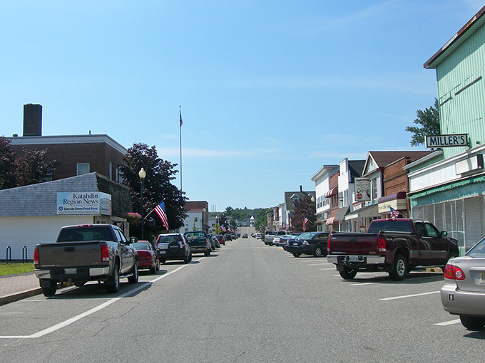 Millinocket's Main Street serves as gateway to Baxter State Park, where adventure meets affordability in perfect harmony.
