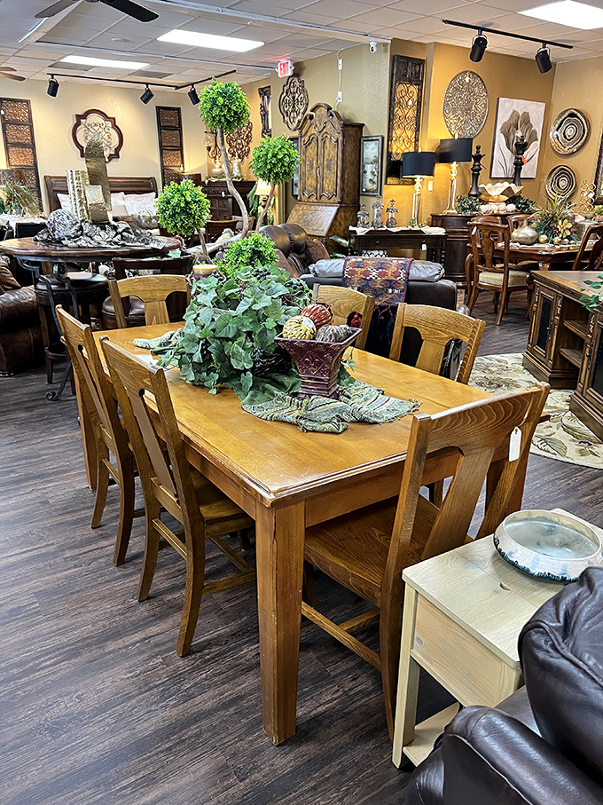 Second Home's displays could be straight from a design magazine. That wooden table set is begging for family dinners!