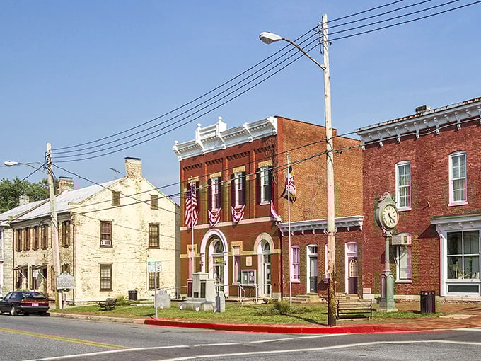 Sharpsburg's historic downtown showcases well-preserved buildings and a town clock, offering affordable small-town living with character.