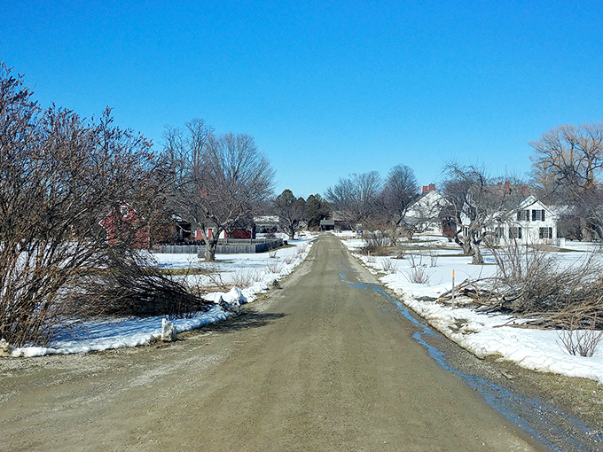 Shelburne's historic buildings stand proudly along snow-dusted streets&mdash;Vermont's winter wonderland in full display.