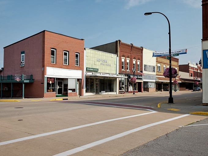 Sparta's sun-drenched main street offers a rainbow of brick facades—where affordable apartments hide above charming storefronts.