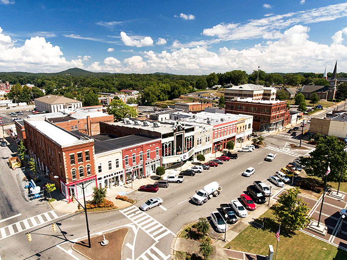 Talladega's downtown district basks in mountain views and blue skies. Racing excitement meets peaceful living in this affordable gem.