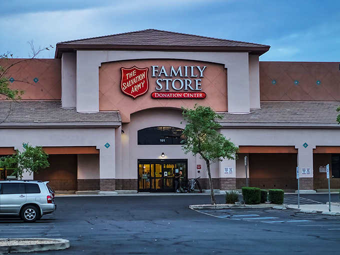 The Salvation Army's iconic red shield welcomes thrifters to a world of unexpected discoveries and meaningful purchases.