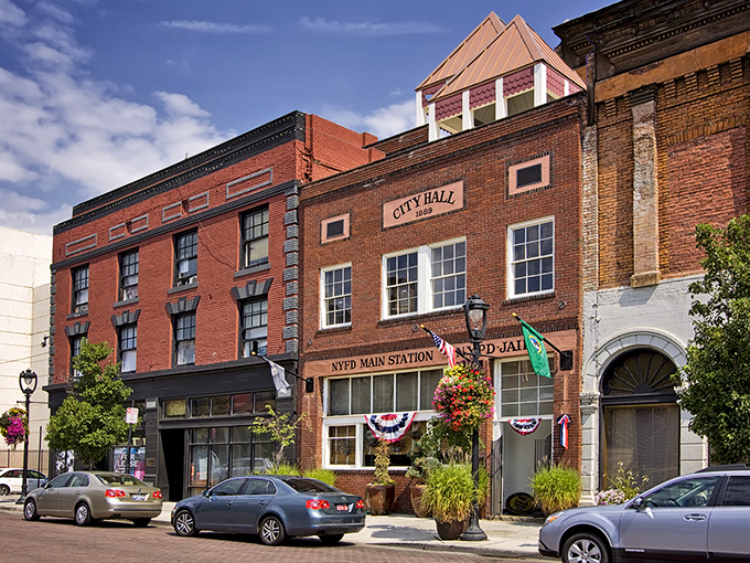 Discover the historic charm of downtown Yakima, Washington, where classic brick buildings and sunny skies create a truly inviting atmosphere.