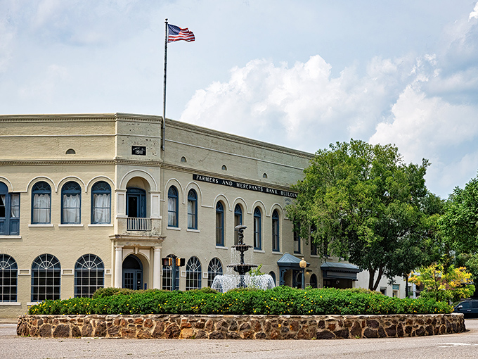 The Farmers and Merchants Bank building in Aiken anchors a downtown where history and modern life coexist beautifully.