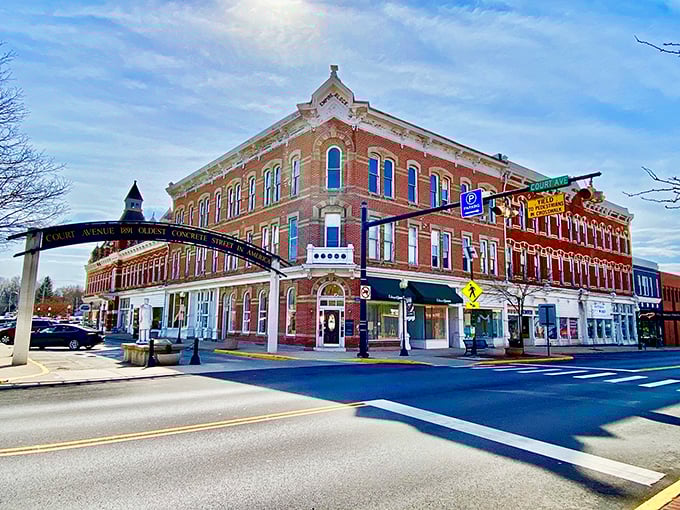 A bright yellow train cuts through Bellefontaine's heart, a colorful reminder of the town's connection to America's railroad history.