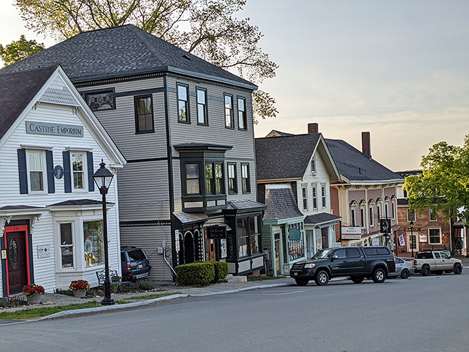 The charming storefronts of Castine offer small-town necessities without the tourist-town prices that plague Maine's famous ports.