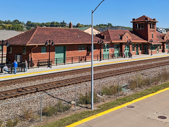 The beautifully preserved train station in Fort Madison whispers stories of arrivals, departures, and the golden age of American rail travel.