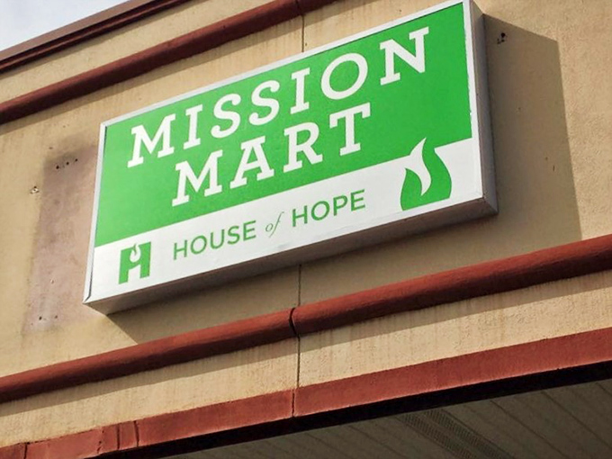 House of Hope's distinctive logo promises more than just shopping—it's a beacon of community support wrapped in thrifty goodness.