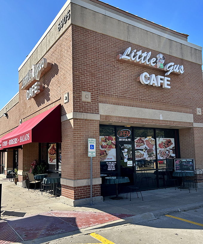 Behind that brick facade and red awning lies a magical place where American burgers and Mediterranean gyros live in perfect harmony.