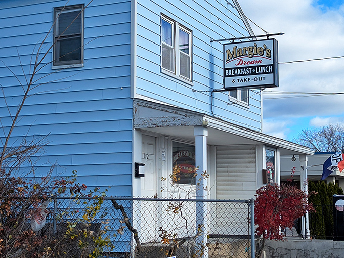 Don't judge a diner by its siding! Margie's unassuming blue exterior conceals breakfast wizardry that would make your grandmother nod in approval.