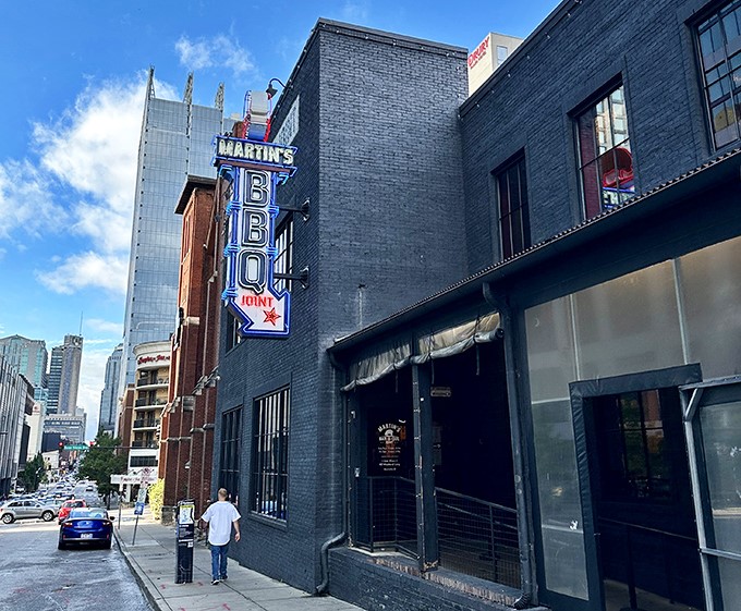 That vertical BBQ sign isn't just pointing up&mdash;it's signaling that Martin's has elevated Nashville's BBQ game to new heights.