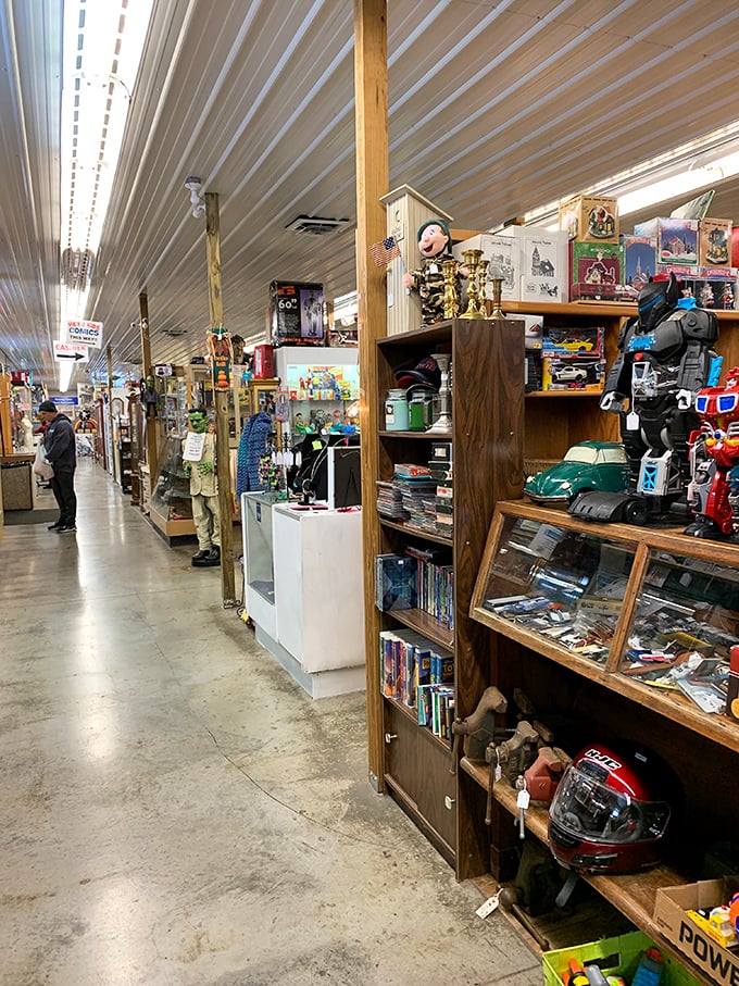 Toys, potions, and curiosities line the shelves at Morning Sun, where every booth tells a different story.