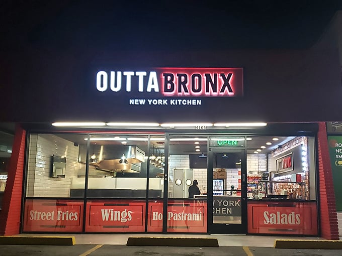 When the neon lights come on, Outta Bronx transforms into a beacon of East Coast sandwich authenticity in the Southwest.