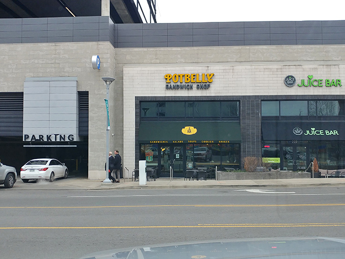 City sandwich sophistication &ndash; Potbelly's modern exterior promises quick service without sacrificing quality.