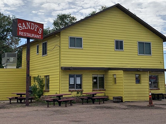 The humble yellow exterior hides breakfast treasures inside. Sometimes the best meals come from the most unassuming places.