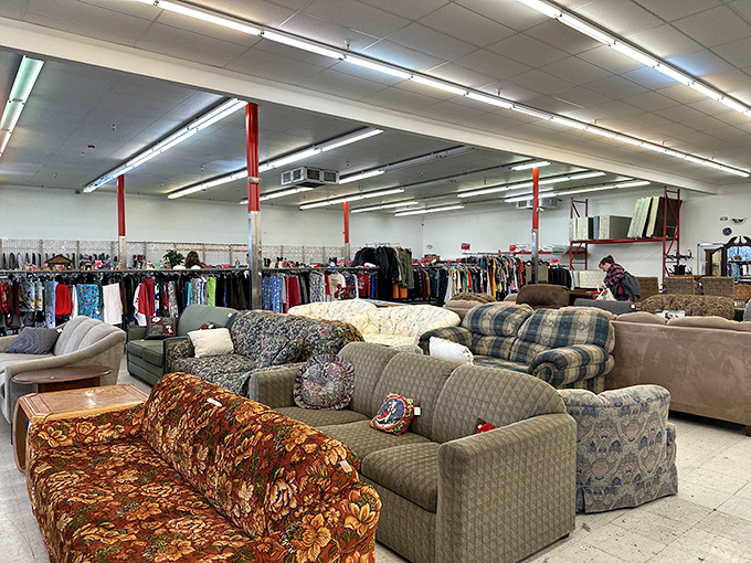 Couches with character and tables with tales to tell fill SuperThrift's furniture section. Your living room's next conversation piece awaits.