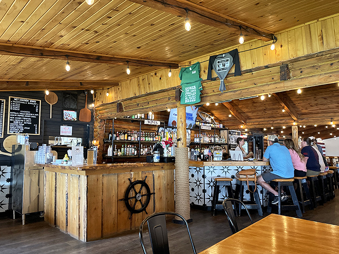 Wooden beams, nautical decor, and a well-stocked bar make this Burley gem the perfect spot for steak lovers.