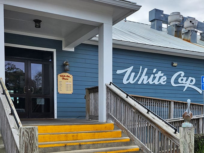 Those wooden steps lead to seafood nirvana—climb them like you're ascending to a higher plane of culinary bliss.