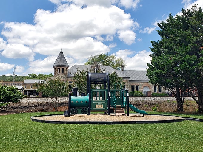 Behind this playground lies a stone building that's witnessed generations of Fort Payne children growing up in the shadow of its historic walls.