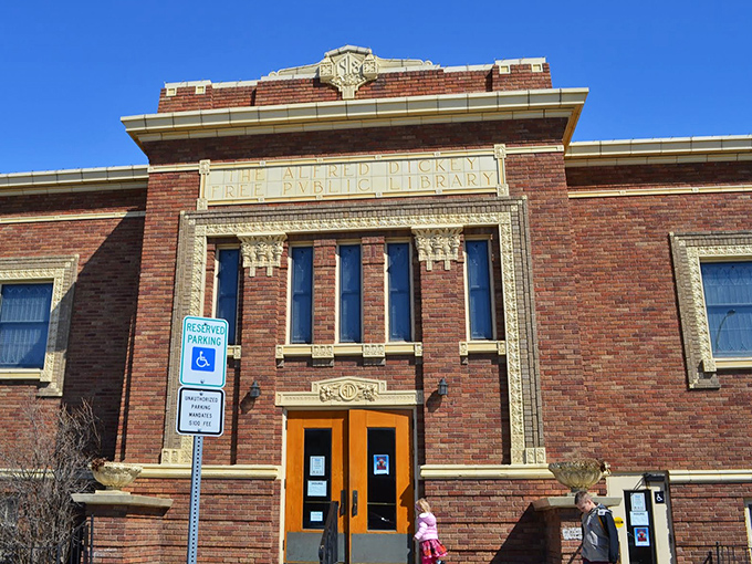 The Alfred Dickey Public Library stands as a testament to the days when buildings were built to impress, not just to contain books.