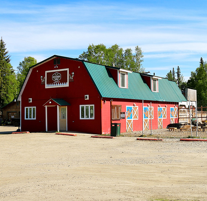 The Antler Academy barn houses Santa's off-duty transportation team. No flying lessons visible during visiting hours!