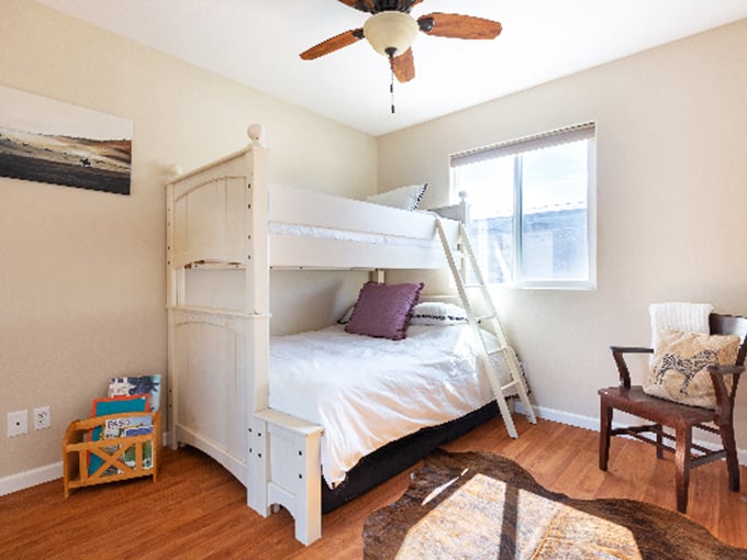 Cozy bunk beds make kids feel like adventurers while parents appreciate the actual comfortable mattresses and real linens.