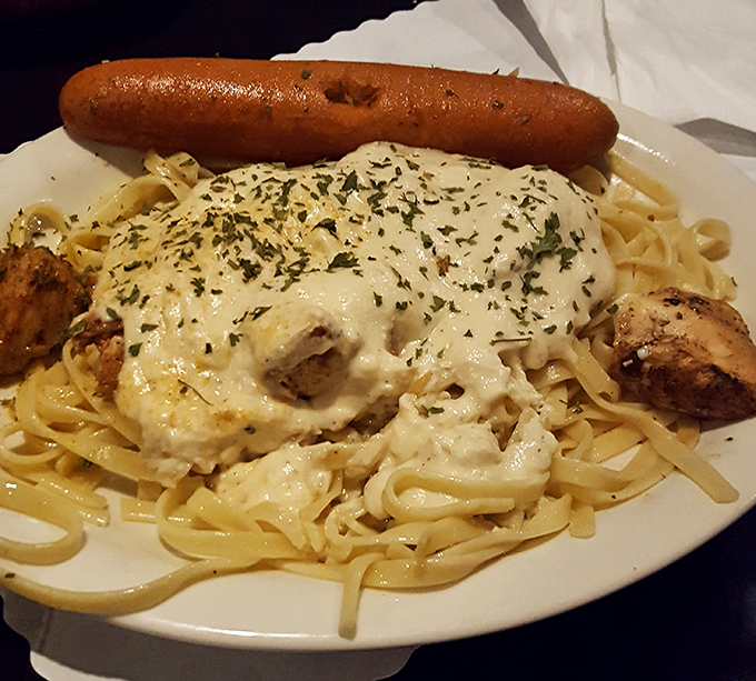 Chicken Alfredo that doesn't mess around&mdash;generous portions of chicken breast atop fettuccine with a sauce so creamy it could make an Italian grandmother weep with joy.