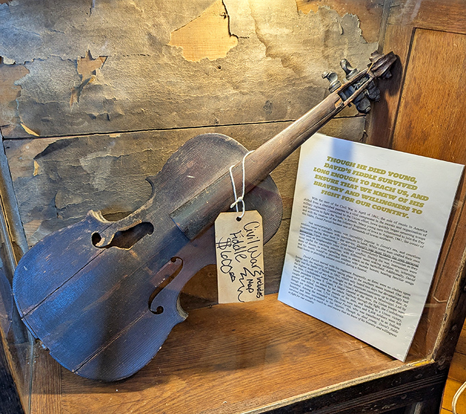 This Civil War-era fiddle once played melodies that comforted soldiers far from home, its weathered wood holding centuries of American music.