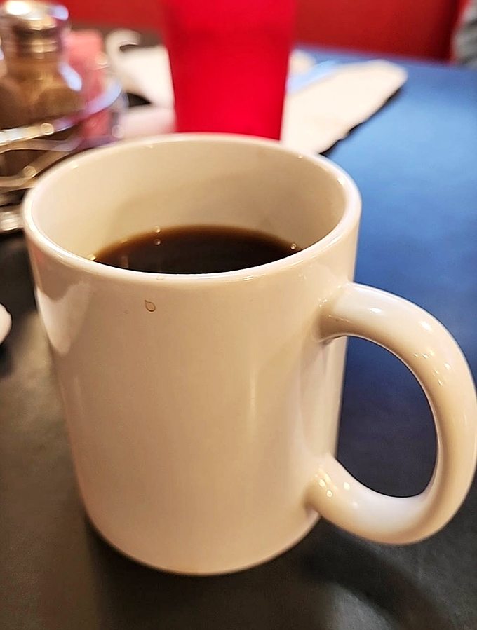The humble diner coffee mug&mdash;holding what might be the most honest beverage in America. No foam art, no pretension, just liquid motivation.