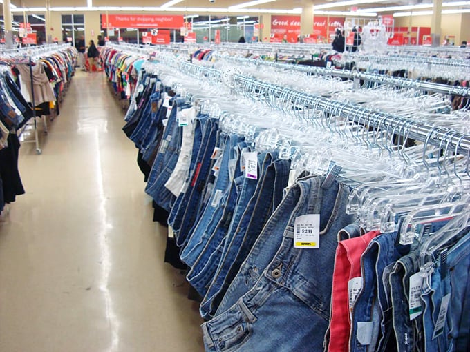 Denim for days! An ocean of jeans stretches to the horizon, each pair waiting for its "these fit me perfectly" miracle moment.