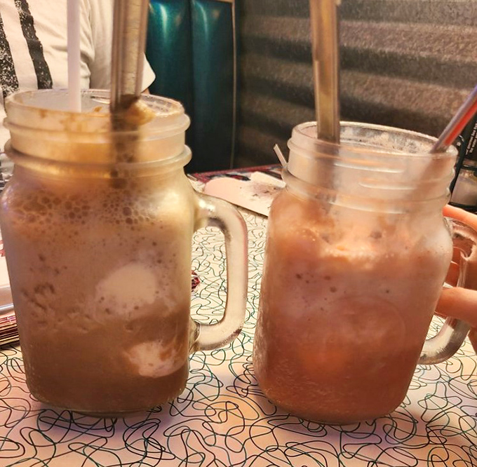 Mason jar floats—where soda and ice cream slow dance in perfect harmony. Dr. Pepper never had such distinguished formal wear.