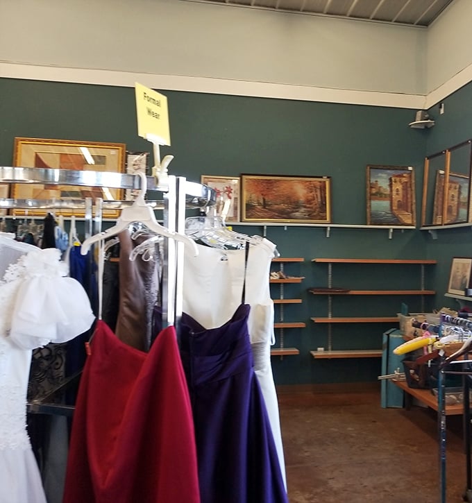 The formal dress section &ndash; where prom memories and wedding guest outfits await their next special occasion.