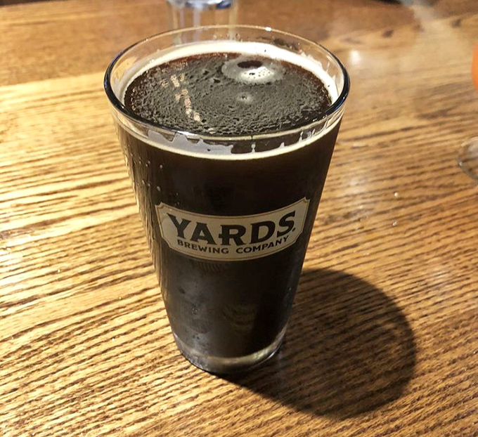 A properly poured pint of Yards&mdash;because sometimes the perfect accompaniment to great food is simply a well-crafted local brew in a proper glass.