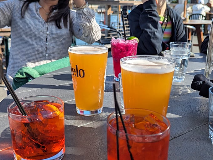 Sunshine in a glass! Cold beers and colorful cocktails&mdash;the perfect companions for watching sailboats drift by on a lazy San Francisco afternoon.