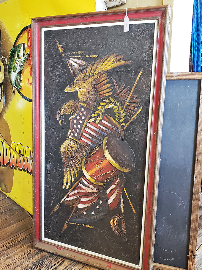 Patriotic artwork that screams "I love America" louder than your uncle at the Fourth of July barbecue.