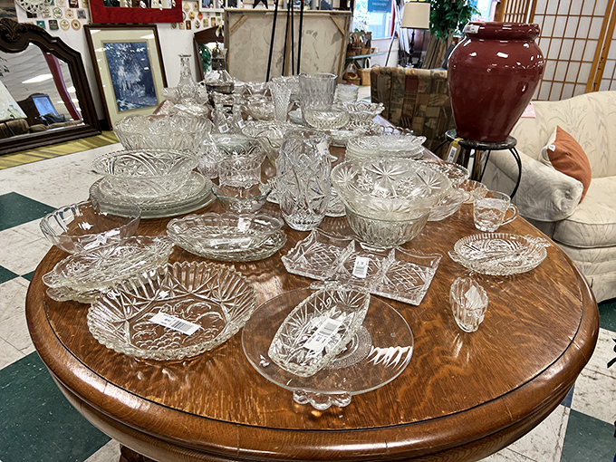 Crystal and cut glass that would make your holiday table sparkle. Grandma's punch bowl has some serious competition here.