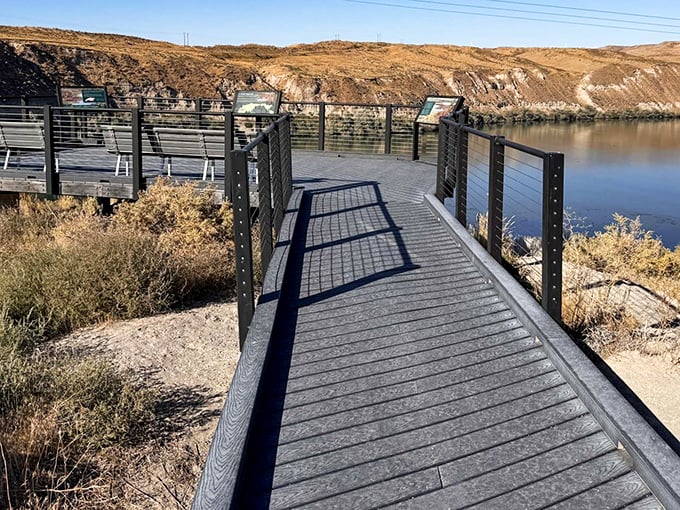 This viewing platform at Hagerman Fossil Beds offers contemplative moments overlooking landscapes where ancient horses once roamed freely.