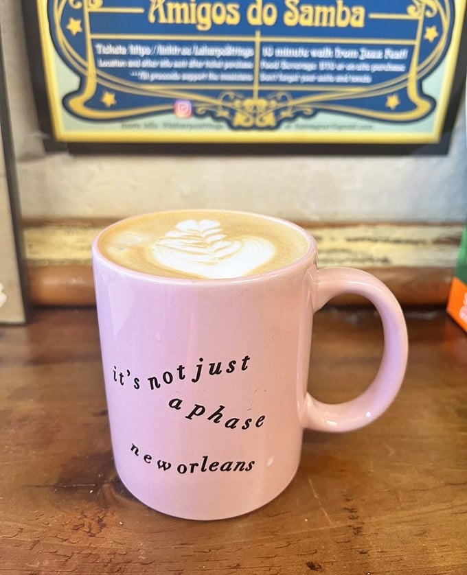 Coffee served with a side of New Orleans philosophy. The mug speaks truth&mdash;this city's quirks aren't temporary, and neither is your love for this latte.