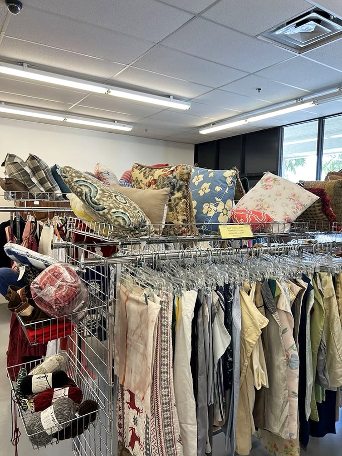 A textile treasure trove where vintage linens and throw pillows create a patchwork quilt of Florida's collective decorating history.