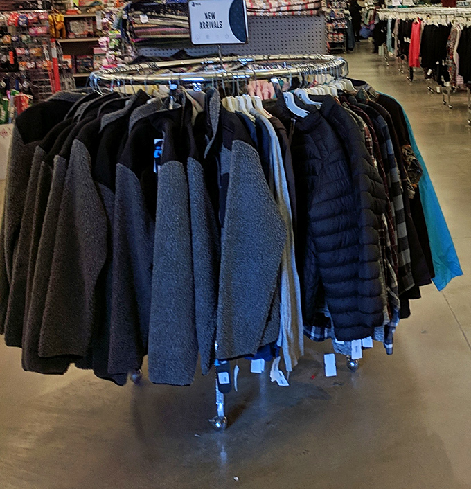 Winter coat central, where someone else's "so last season" becomes your "vintage find." Fashion recycling at its most practical.