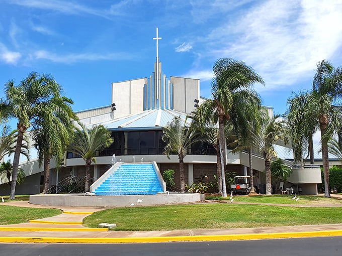 King's Cathedral Maui reaches skyward with its distinctive architecture, a spiritual landmark visible throughout much of central Kahului.
