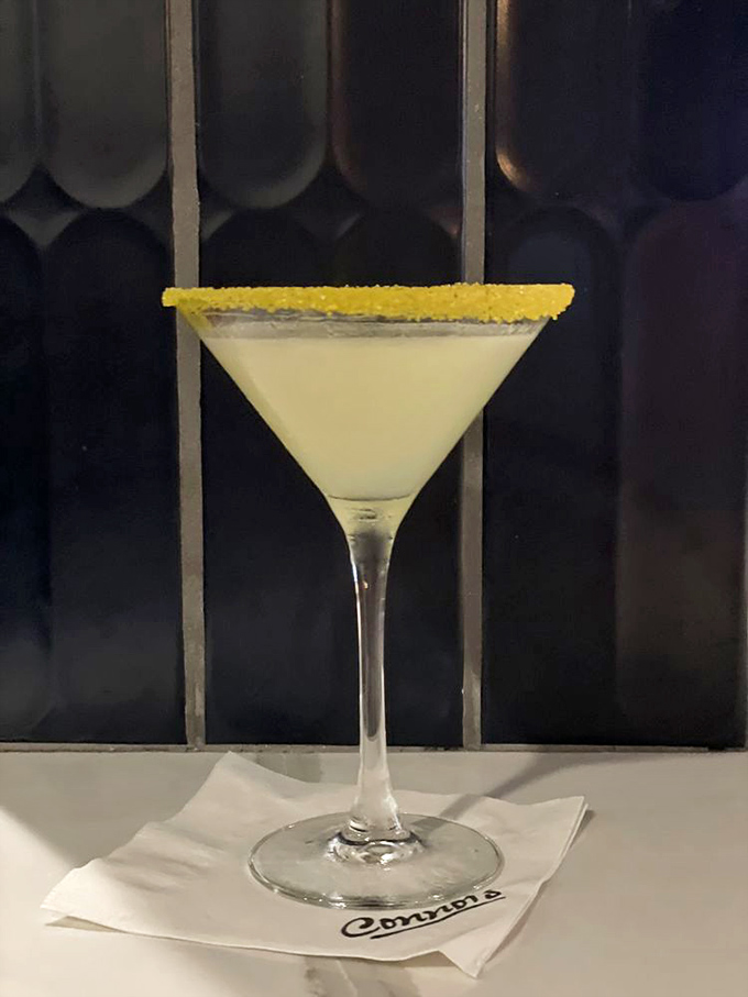 A lemon drop martini with a sugar rim that's both sophisticated and playful&mdash;like wearing diamonds with your favorite jeans.