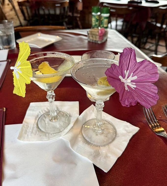 Martinis garnished with paper umbrellas&mdash;because sometimes your drink deserves its own little tropical vacation too.