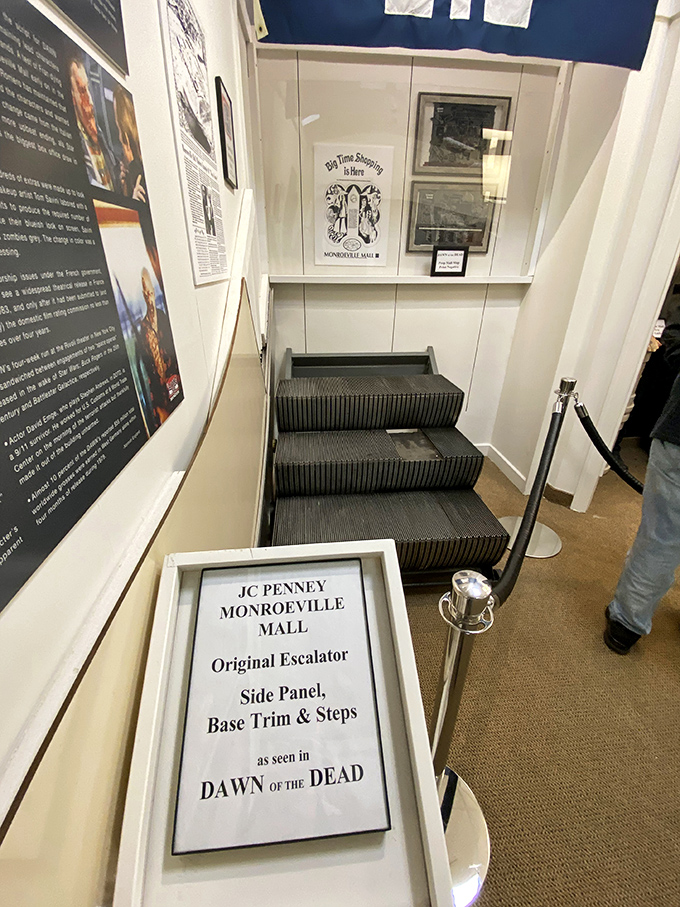 History you can step on! These original escalator steps from Monroeville Mall featured prominently in "Dawn of the Dead," connecting shoppers and zombies alike.