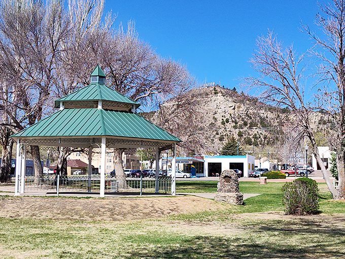 The gazebo at Ripley Park offers a shaded respite where you can almost hear the echoes of community band concerts from summers past.