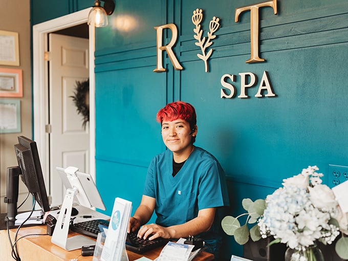 At River Thistle Spa, the warm welcome matches the soothing turquoise walls&mdash;a sanctuary where stress checks itself at the door.