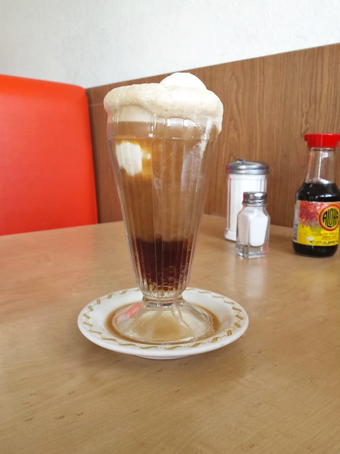 The root beer float arrives like a time machine in a glass&mdash;ice cream melting into soda the way physics and childhood intended.
