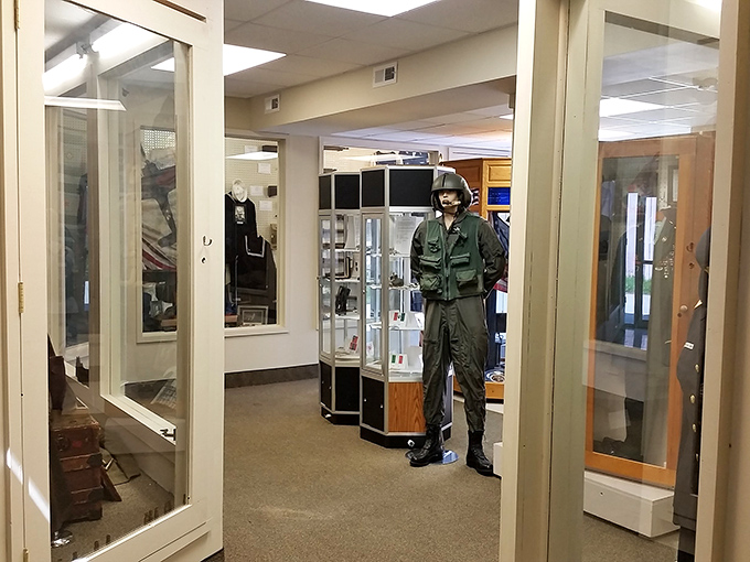 The Sallows Military Museum honors service with dignity. Each uniform represents someone's father, brother, or son who answered the call.